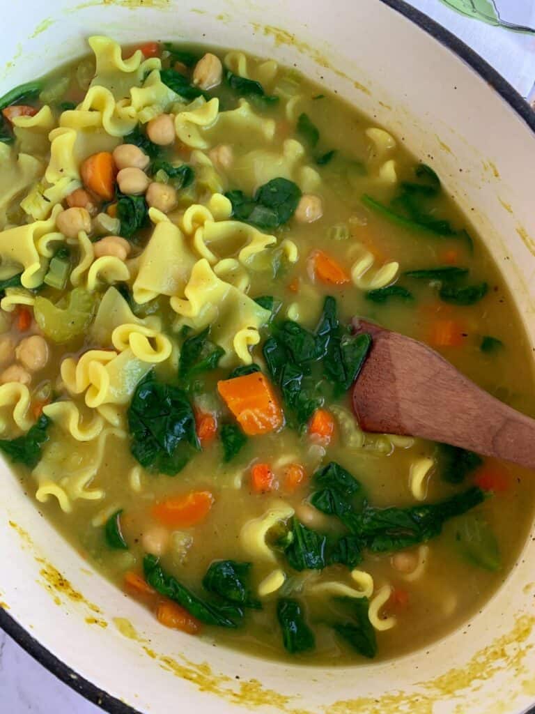 Easy Vegan Chickpea Noodle Soup (Oil-Free) - Sam Cooks Kindness