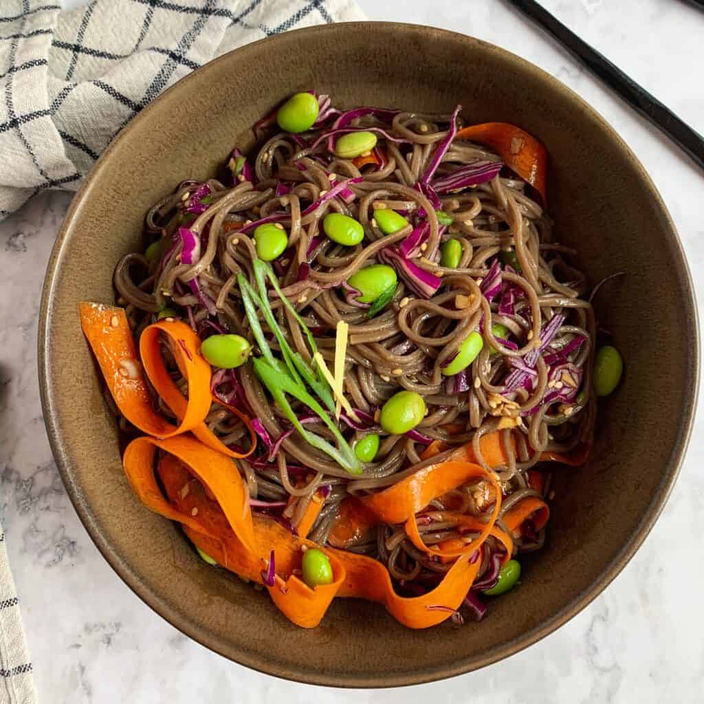 Cold Soba Noodle Salad with Sesame Ginger Dressing - Sam Cooks Kindness