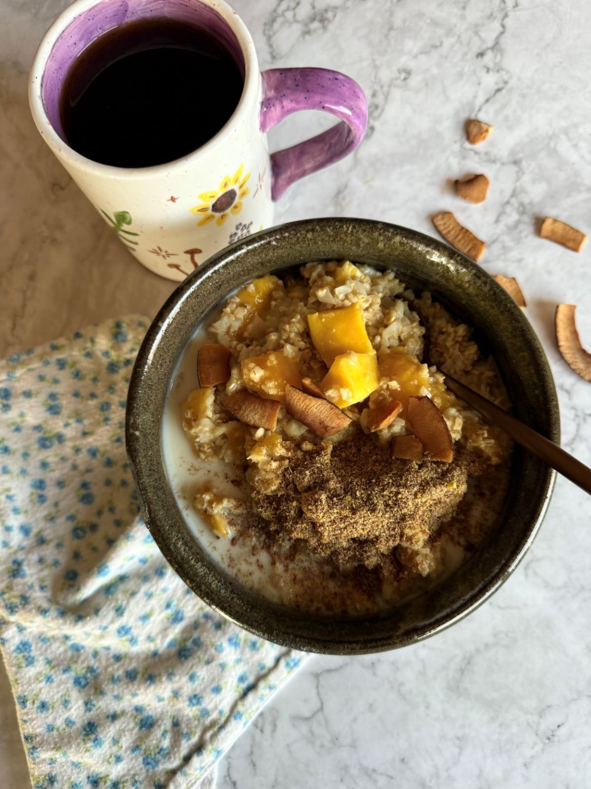 Mango Cauliflower Oatmeal with Quick Oats - Sam Cooks Kindness