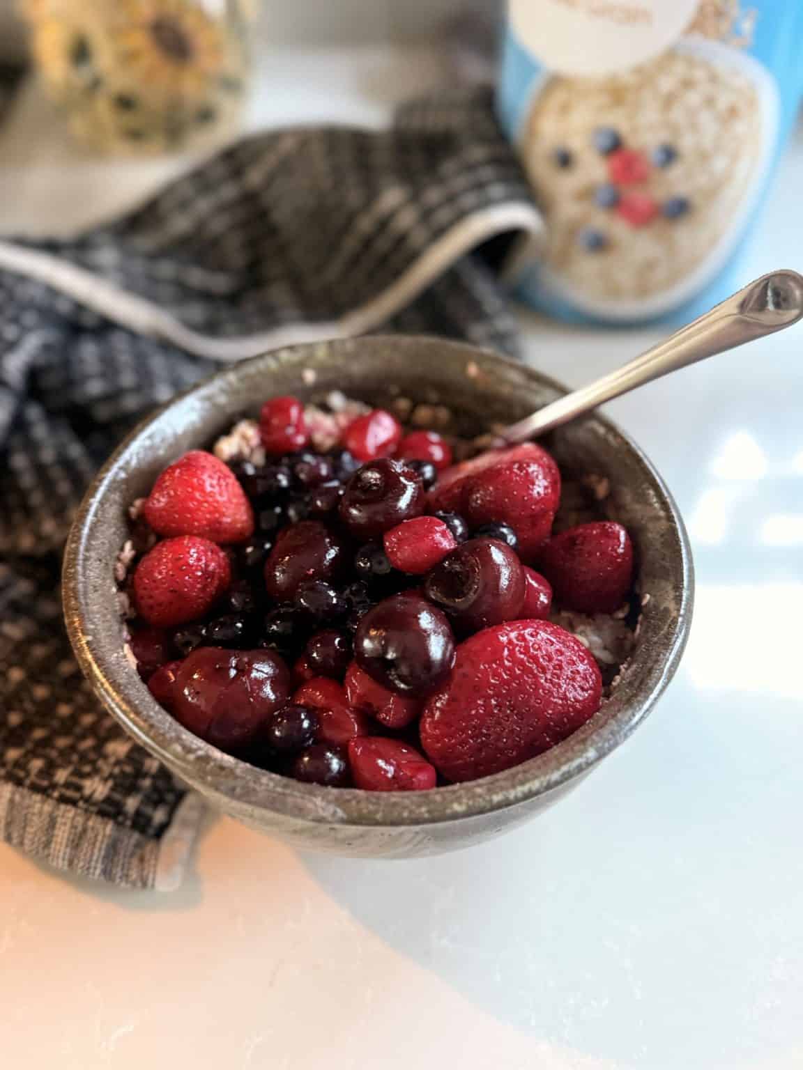 Chocolate Cherry Cauliflower Oatmeal - Sam Cooks Kindness